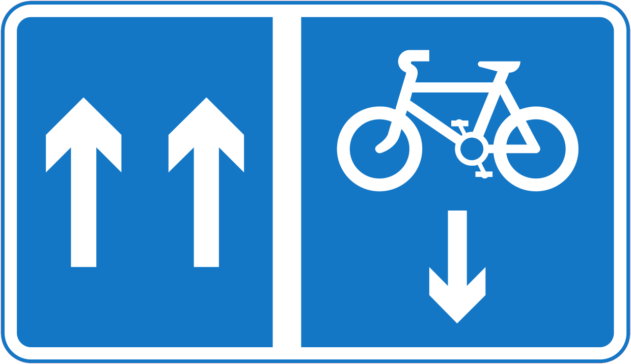 Mandatory contra-flow pedal cycle lane sign - UK Road Sign