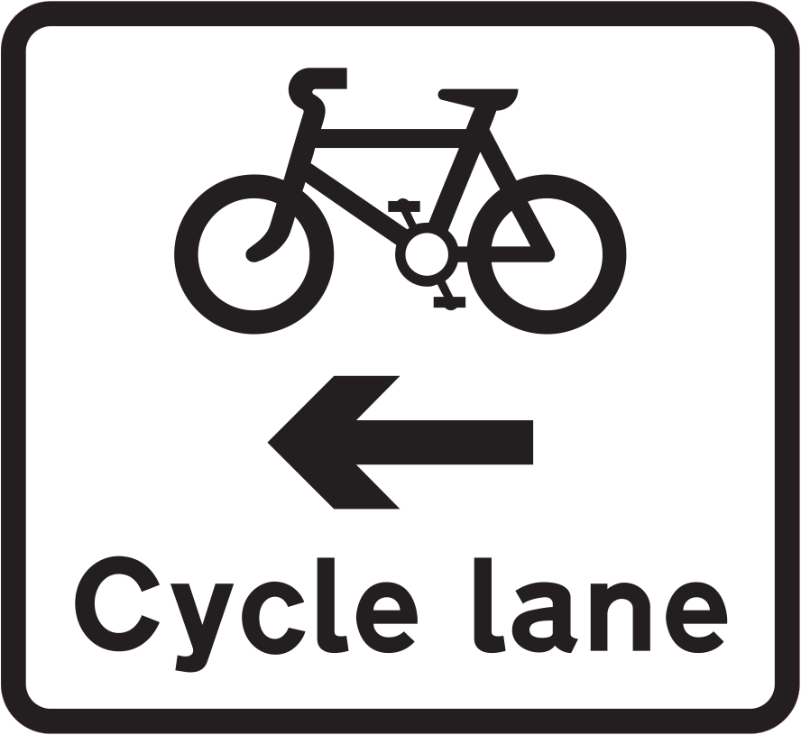 Pedal cycle lane on road at junction ahead sign - UK Road Sign