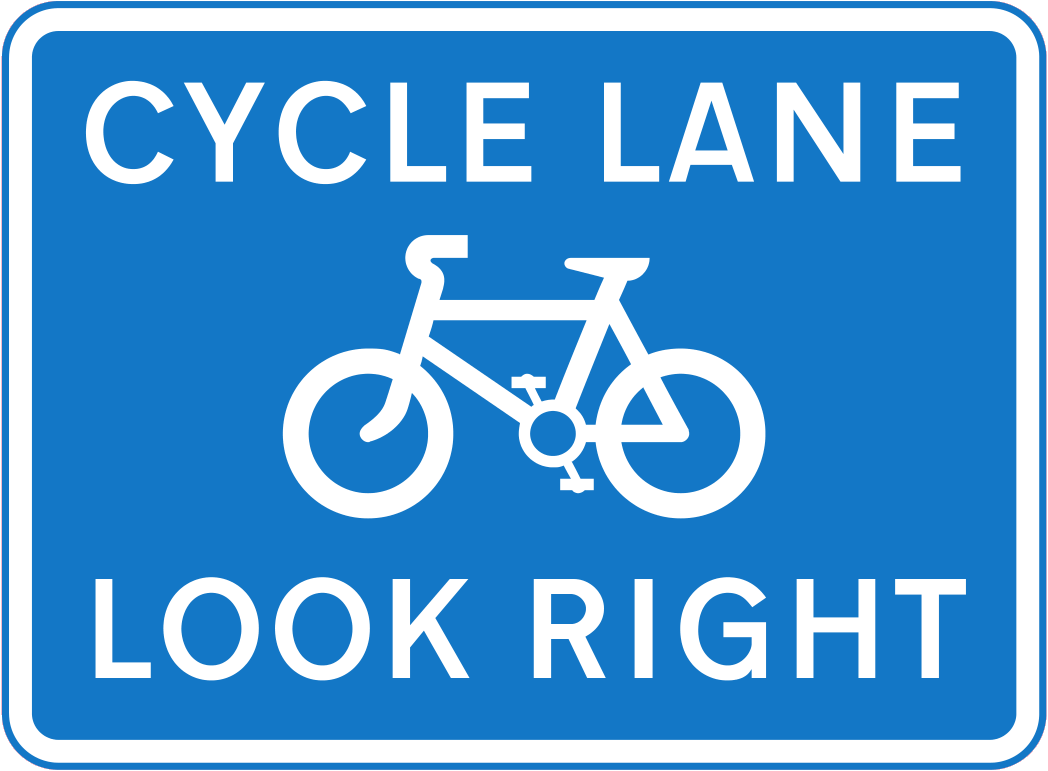Look out for pedal cycles approaching from the right sign - UK Road Sign