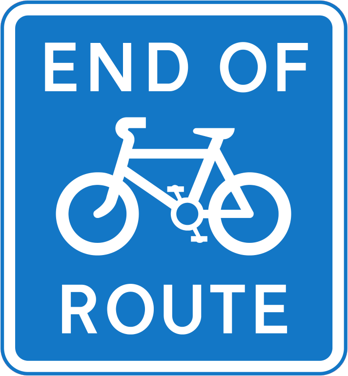 End of cycle lane, track or route sign - UK Road Sign