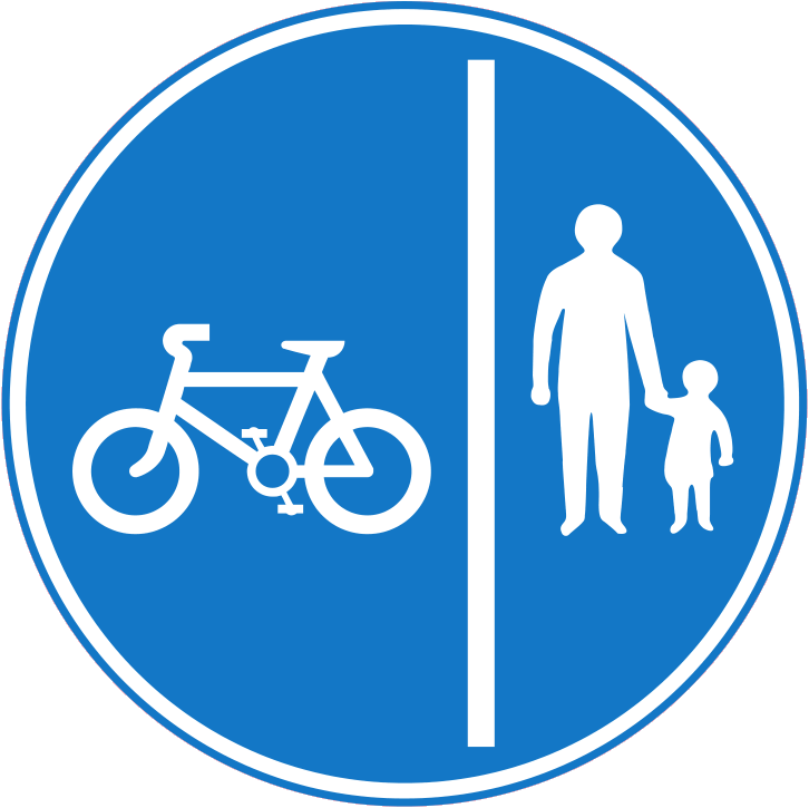 Separated track and path for pedal cycles and pedestrians sign - UK ...