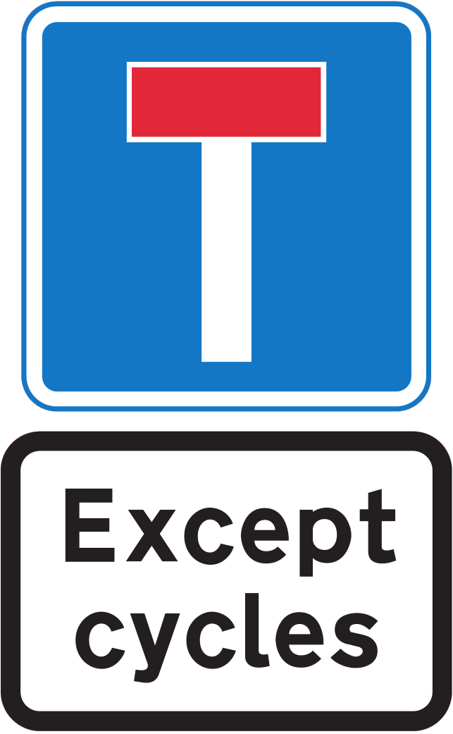 No through road except for pedal cycles sign - UK Road Sign