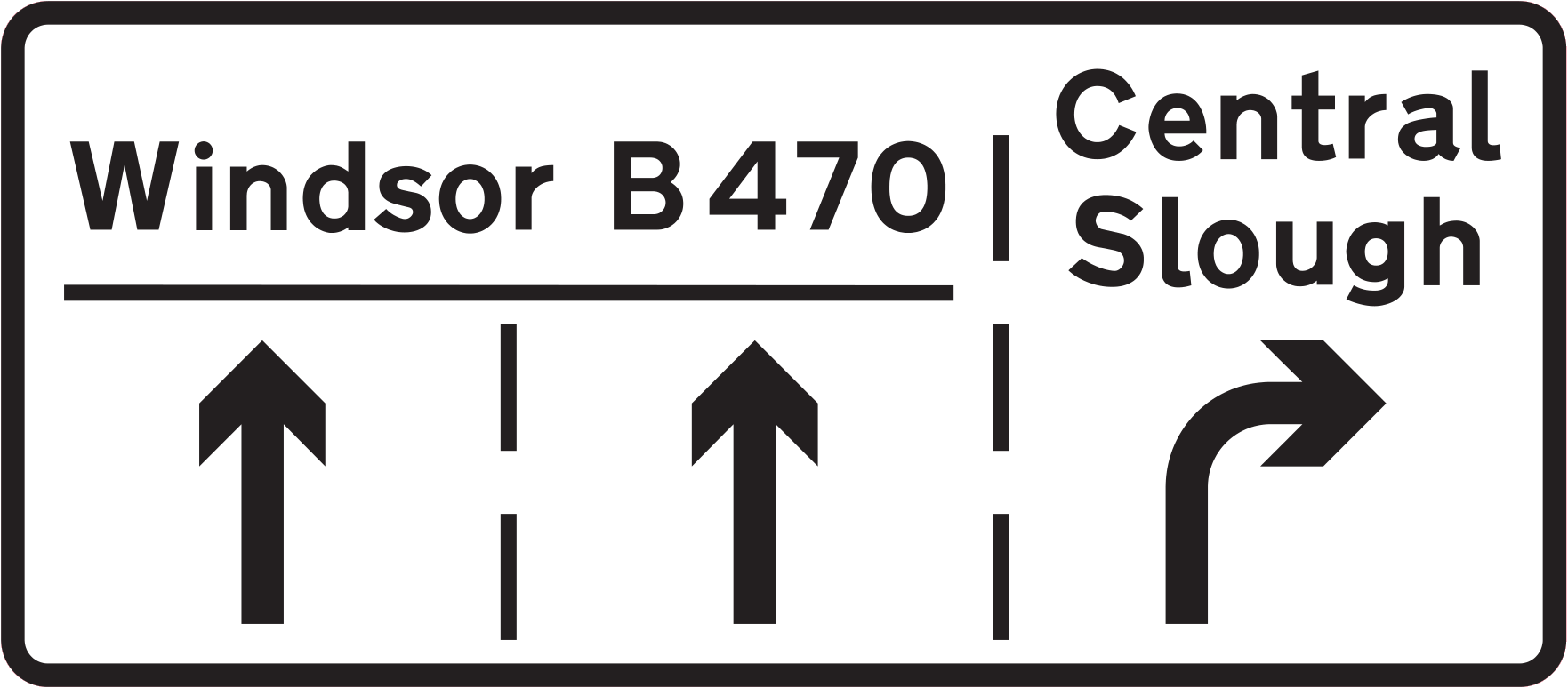 Lanes to use for turning movements at a junction ahead sign - UK Road Sign