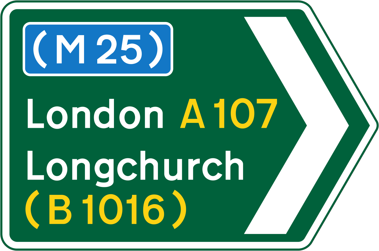 Indicates a primary route that leads to a motorway and to a non-primary ...