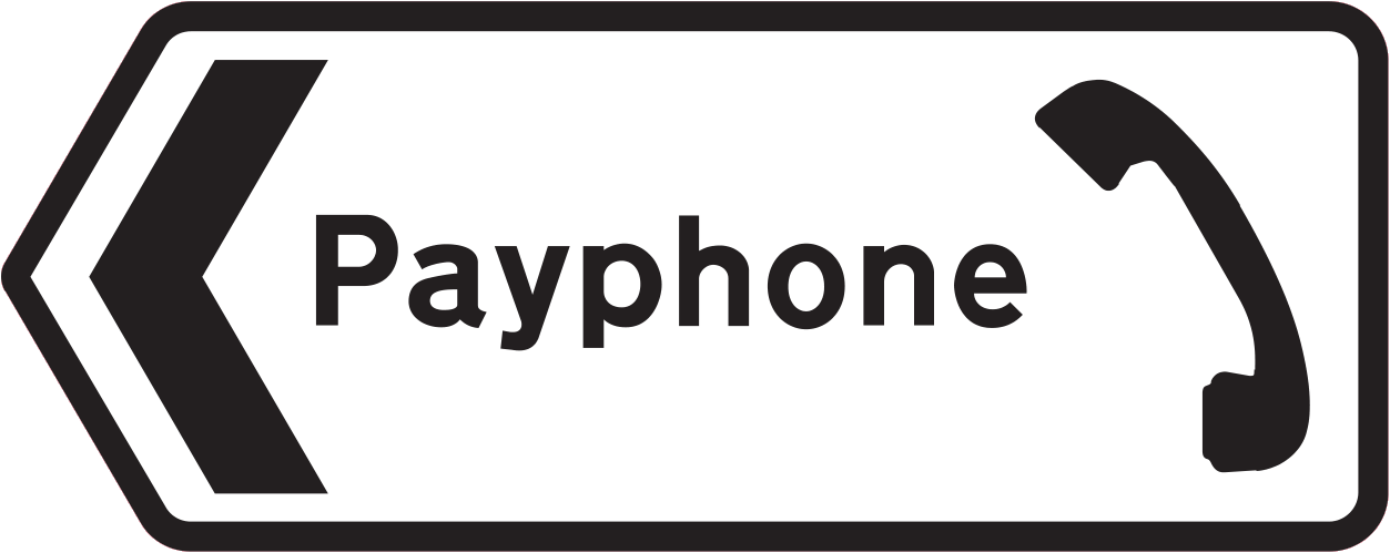 Direction to a public telephone sign - UK Road Sign
