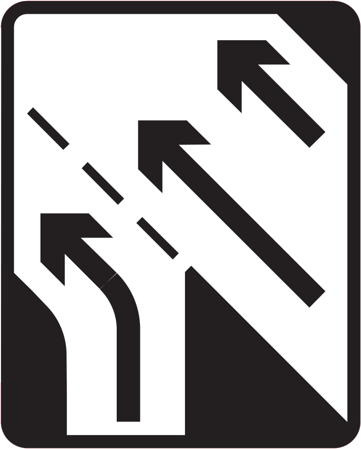 Shows drivers on a non-primary route slip road how the slip road joins ...