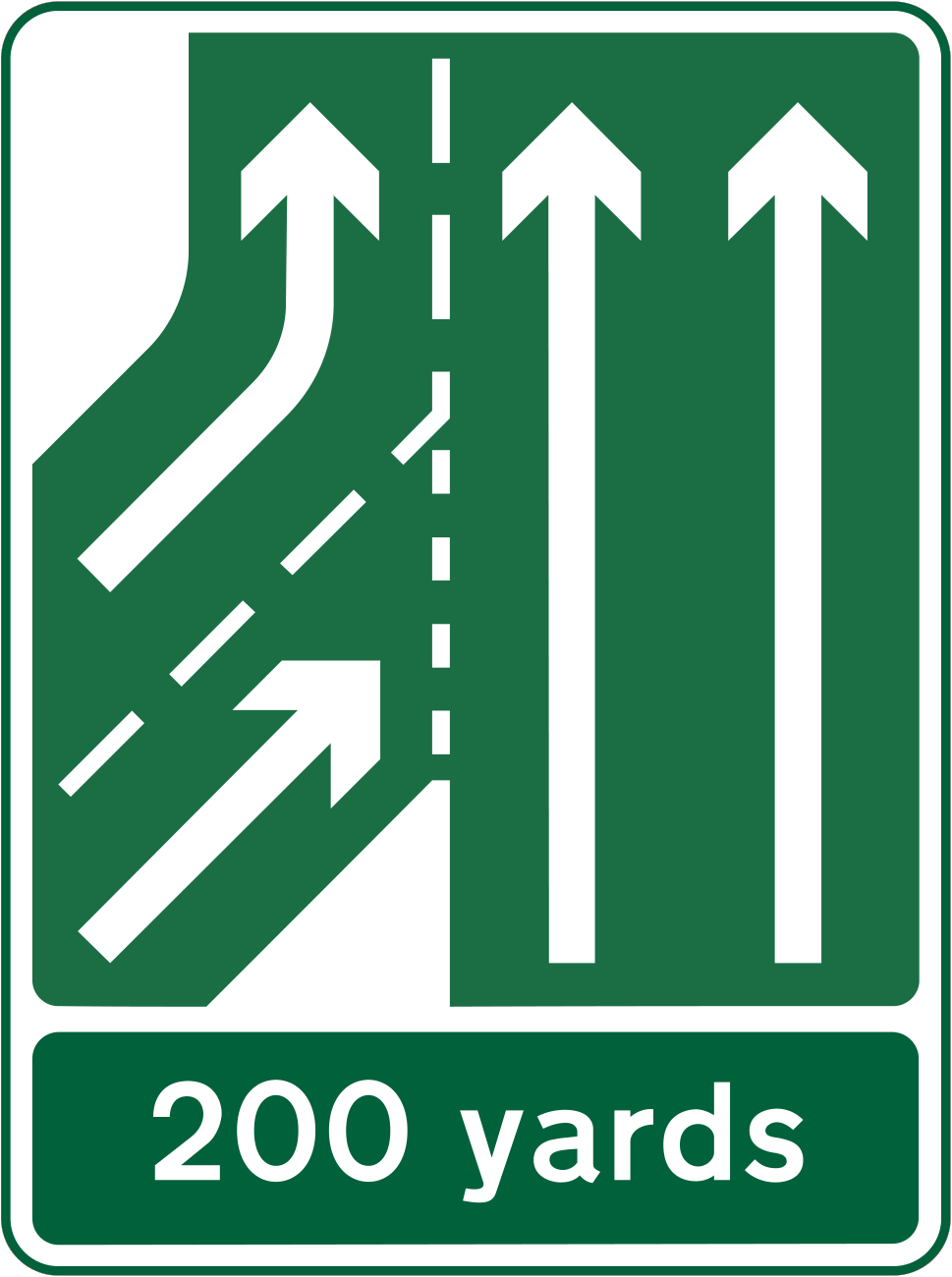 Shows drivers on a primary route carriageway how the slip road joins ...