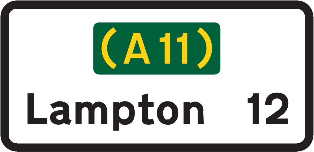 Route confirmatory sign on a non-primary route leading to a primary ...