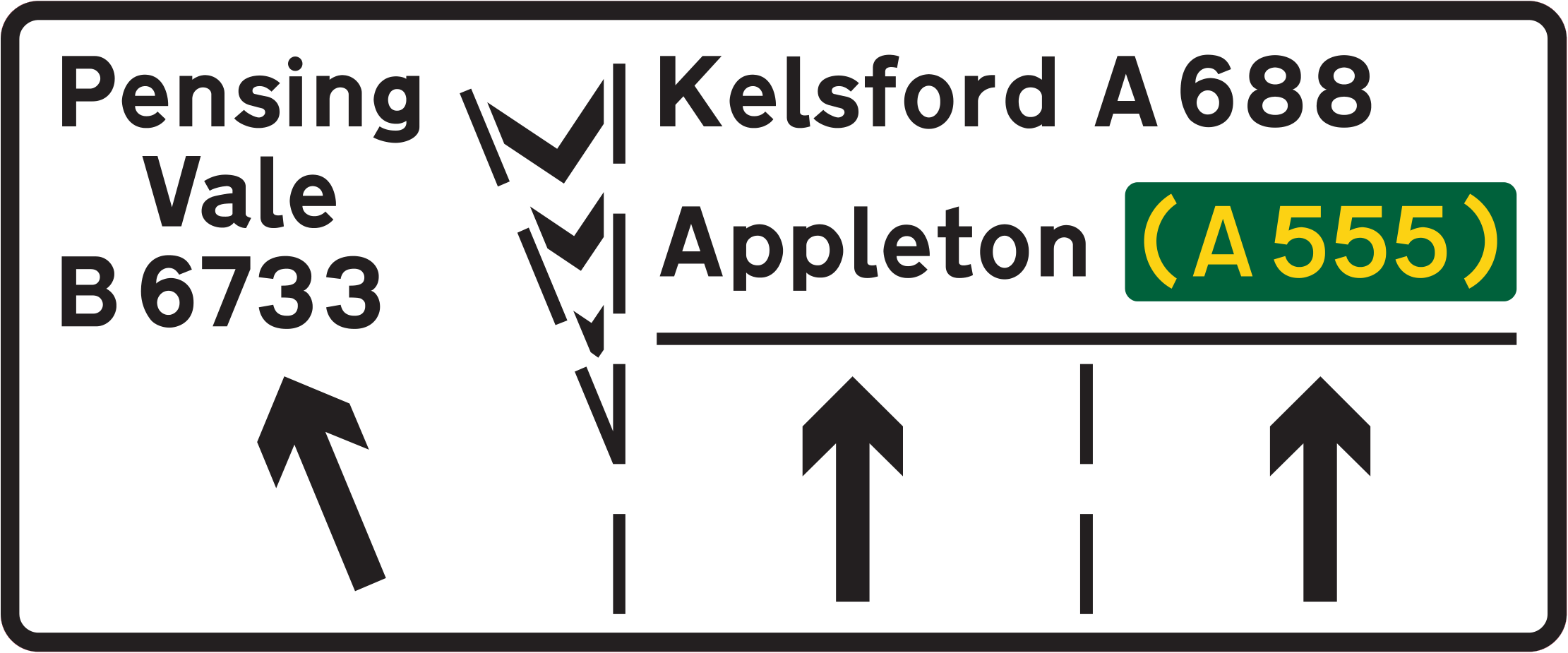 Non-primary route sign shown before the left-hand lane leaves the main ...
