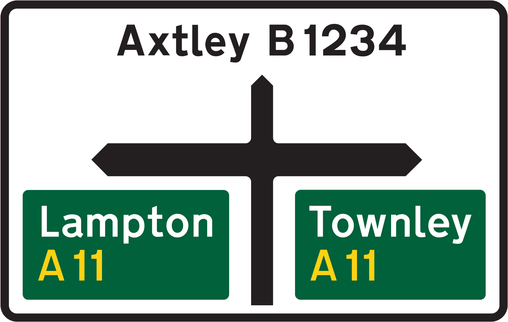 A non-primary route indicating a primary route sign - UK Road Sign