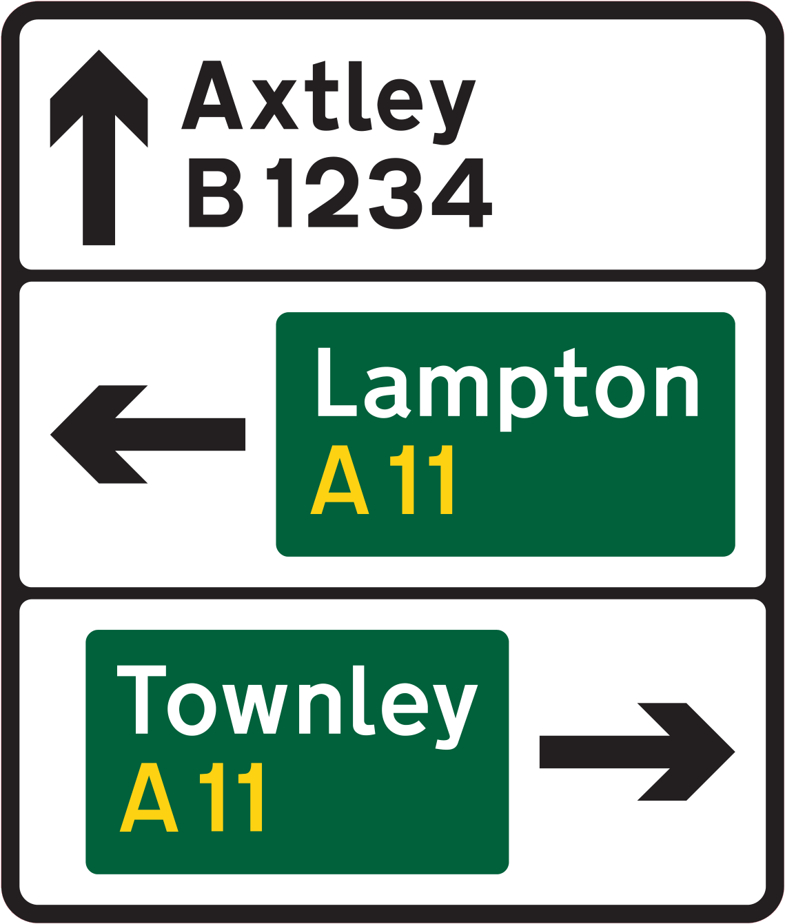 Direction of exits from the junction ahead on a non-primary route sign ...