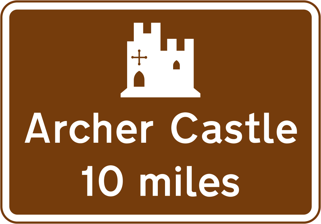 Distance to a tourist attraction sign - UK Road Sign