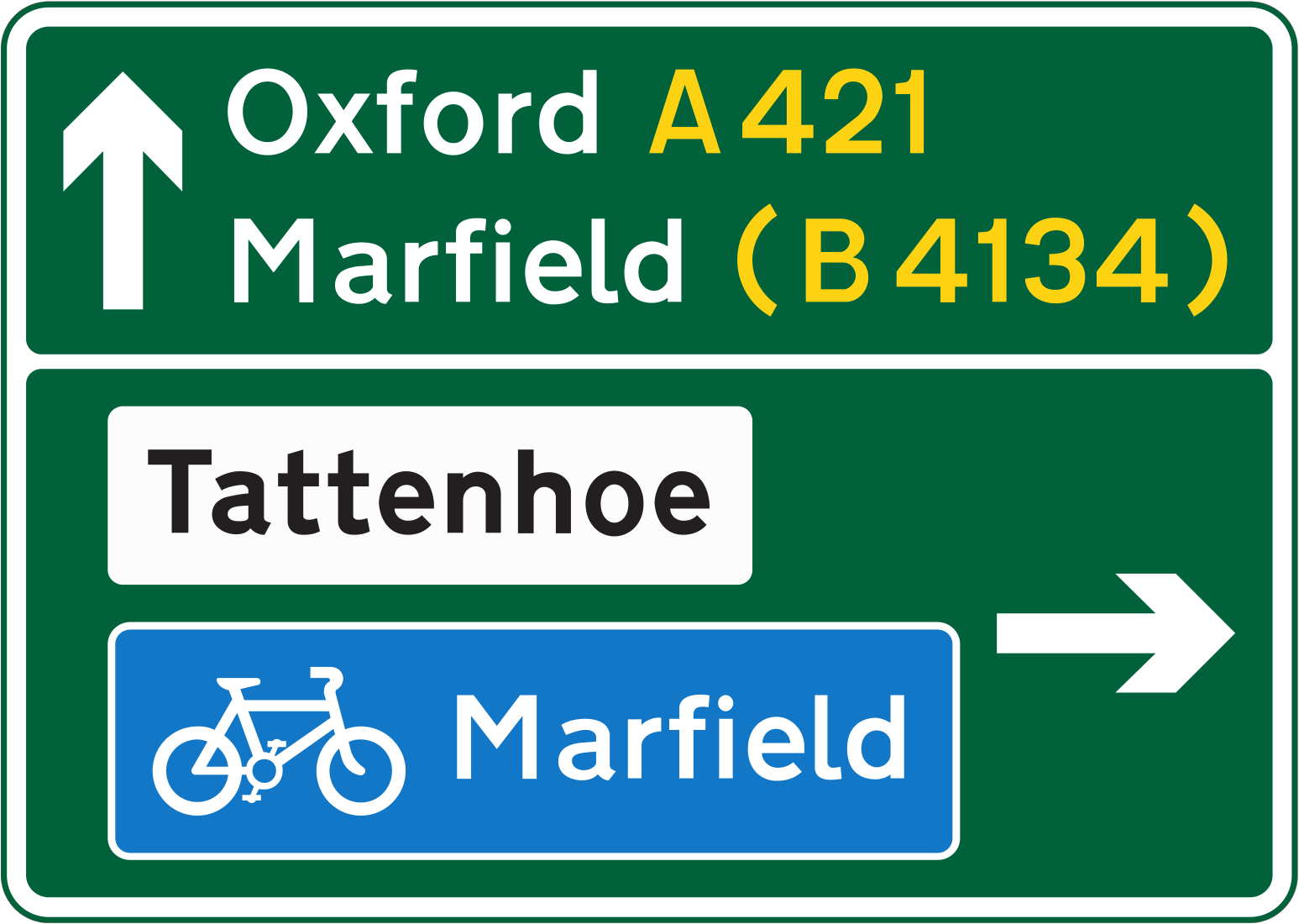 Primary route direction sign, in advance of a junction, indicating a ...
