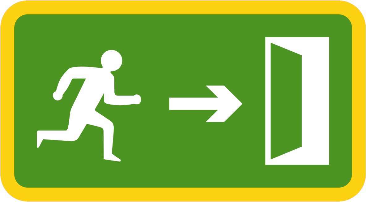Direction to an emergency exit from a road tunnel sign - UK Road Sign