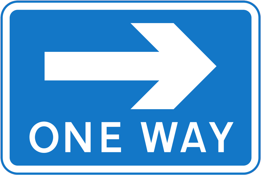 Traffic is one-way in the direction shown sign - UK Road Sign