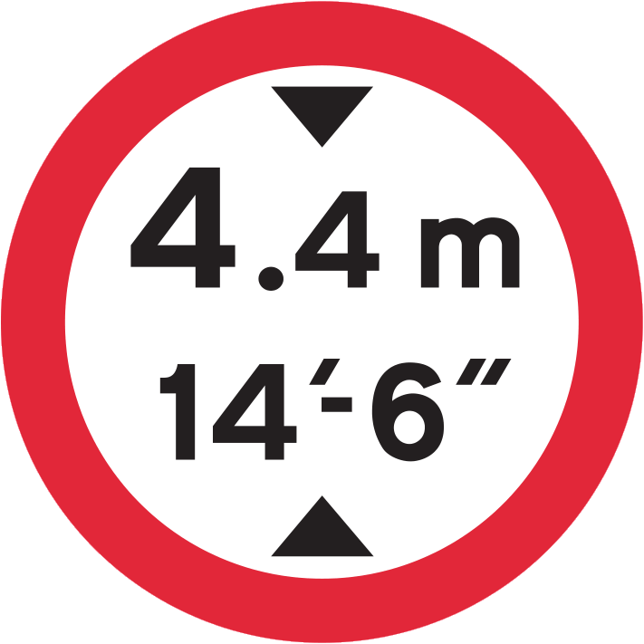 No vehicles over the height shown may pass the sign sign - UK Road Sign