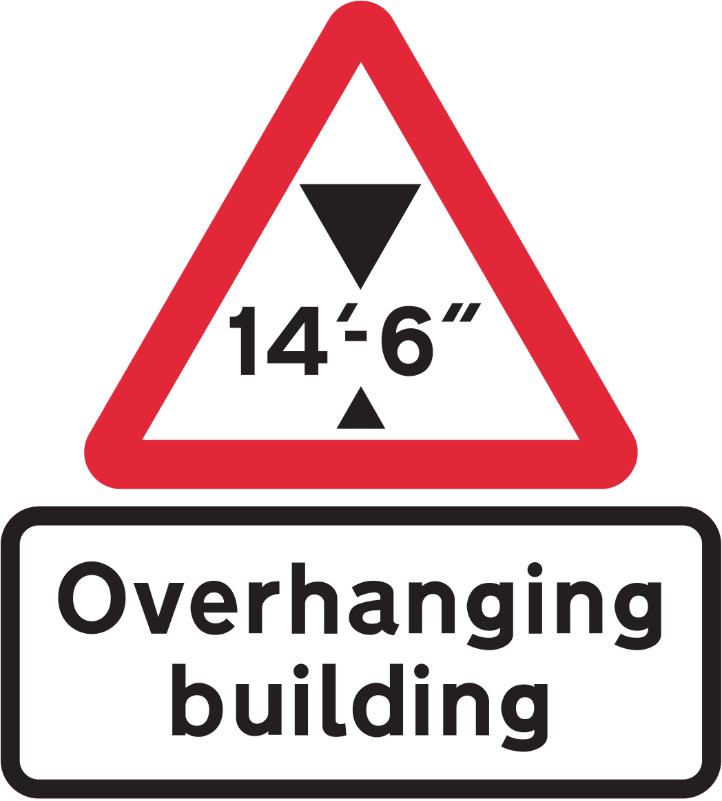 Reduced headroom over a road due to an overhanging building sign - UK ...