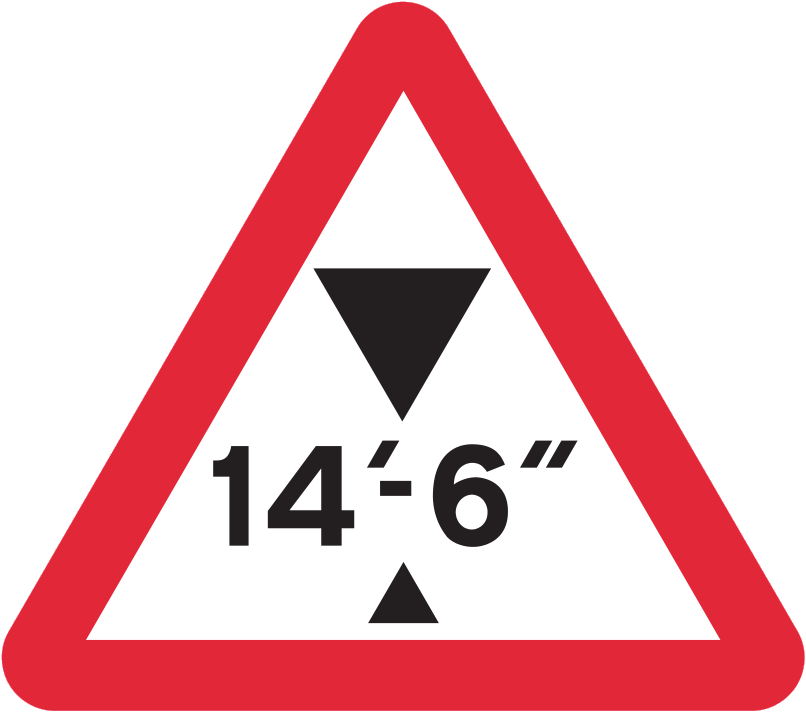 The maximum headroom under a bridge or other overhead obstruction sign ...