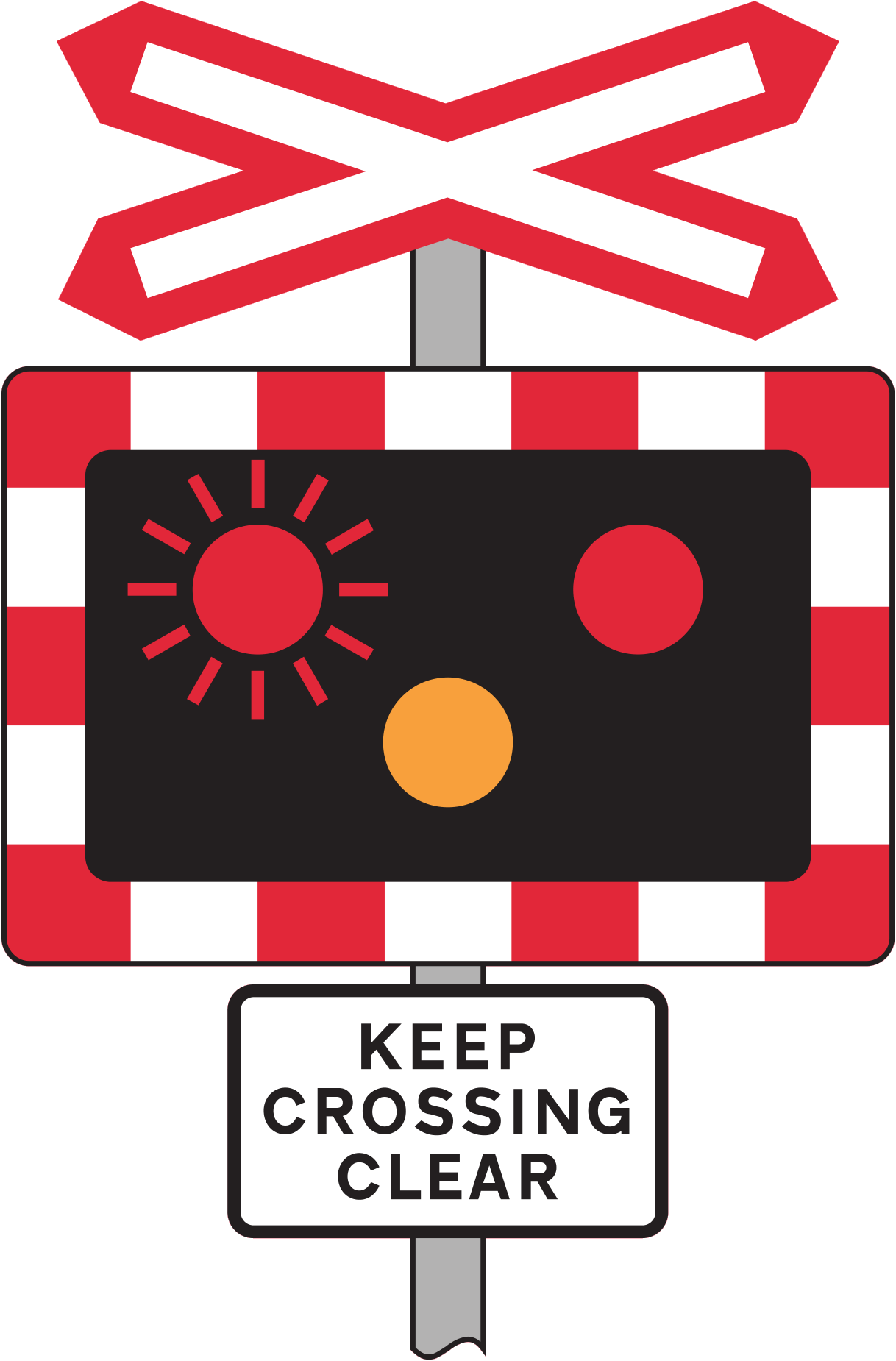 Automatic open level crossings sign - UK Road Sign