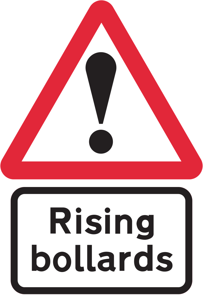 Warning of rising bollards sign - UK Road Sign