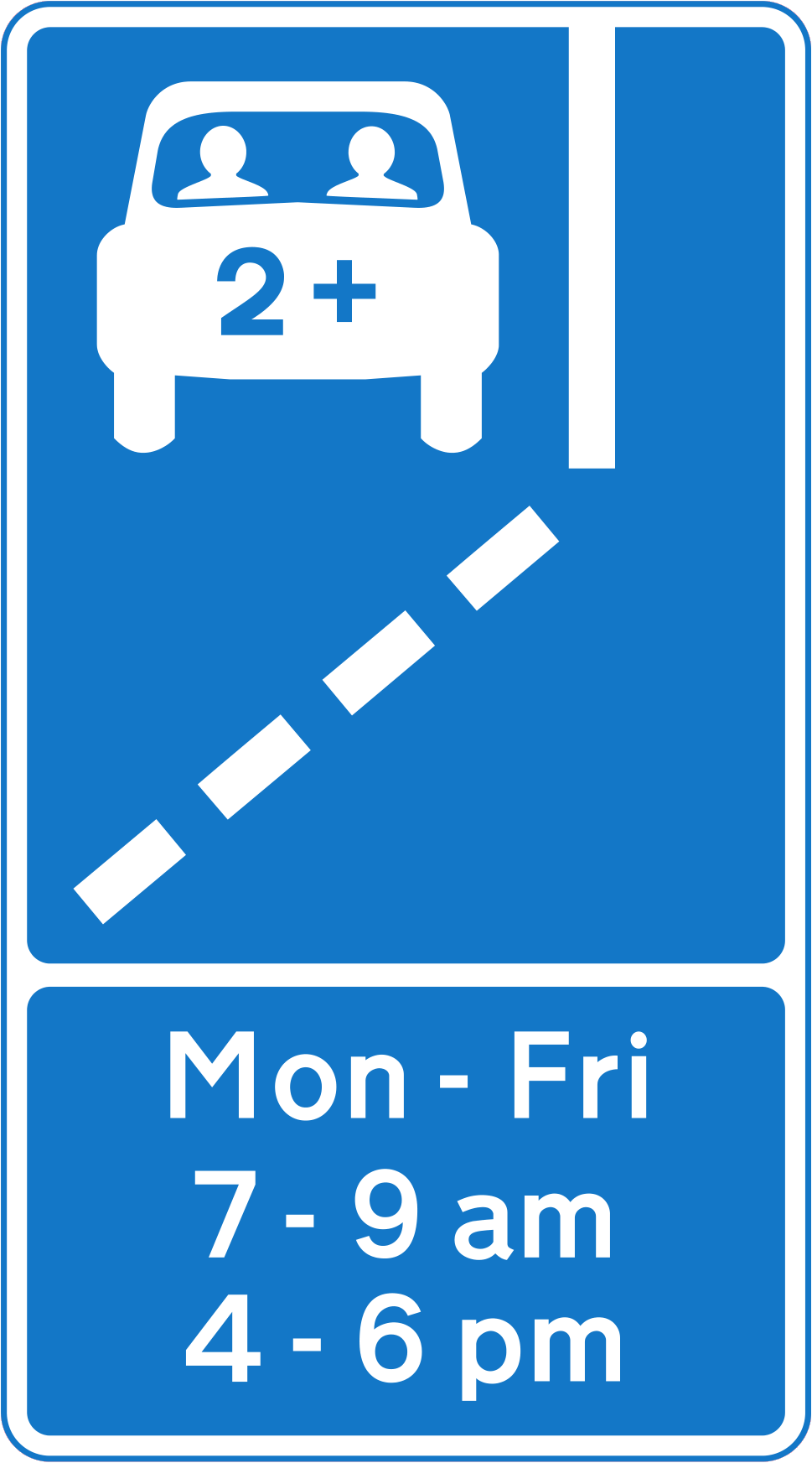 Start of HOV lane (near-side) sign - UK Road Sign