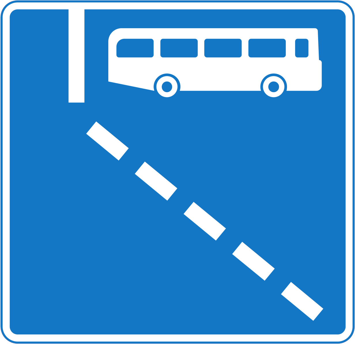Off-side, with-flow bus-only lane ahead sign - UK Road Sign