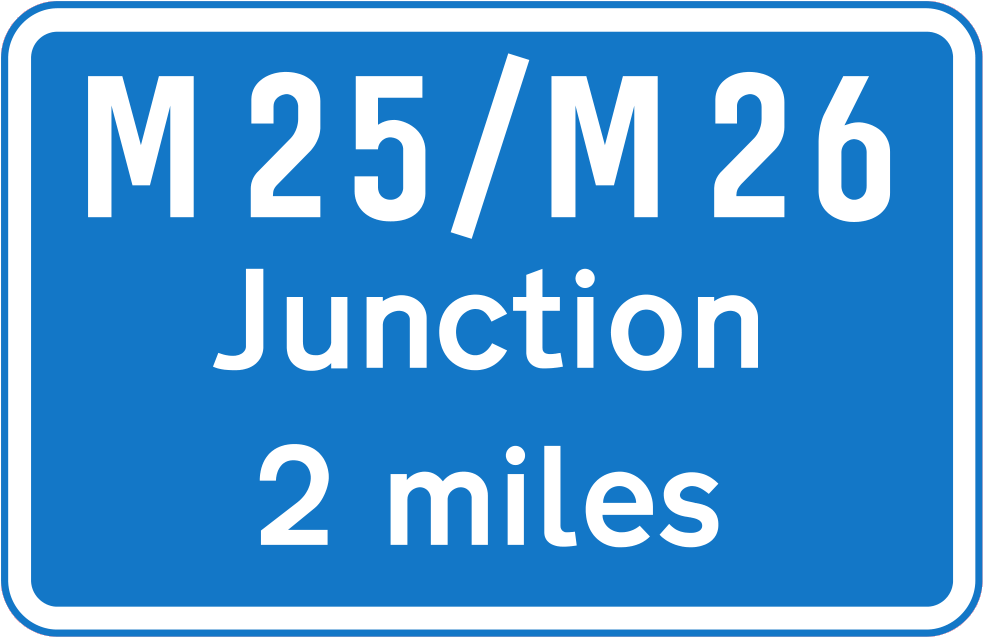 Junction ahead is with another motorway sign - UK Road Sign