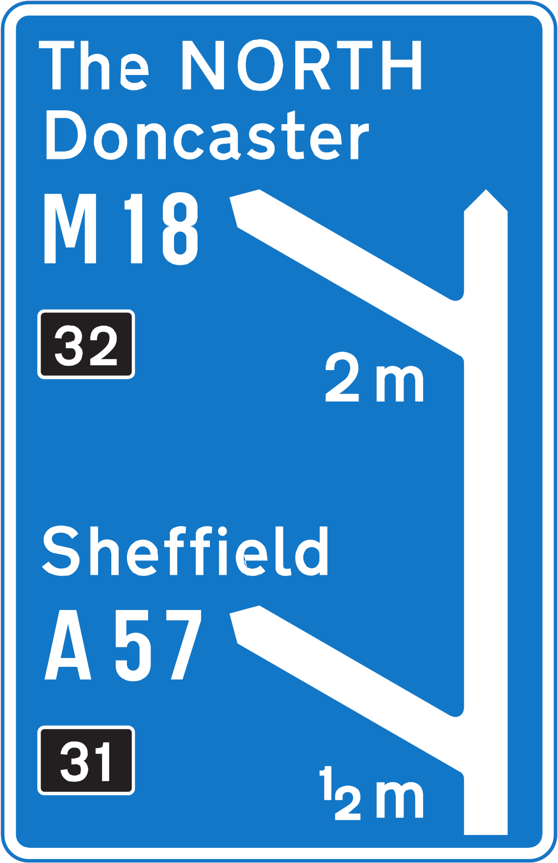 Two junctions shown on the same sign sign - UK Road Sign