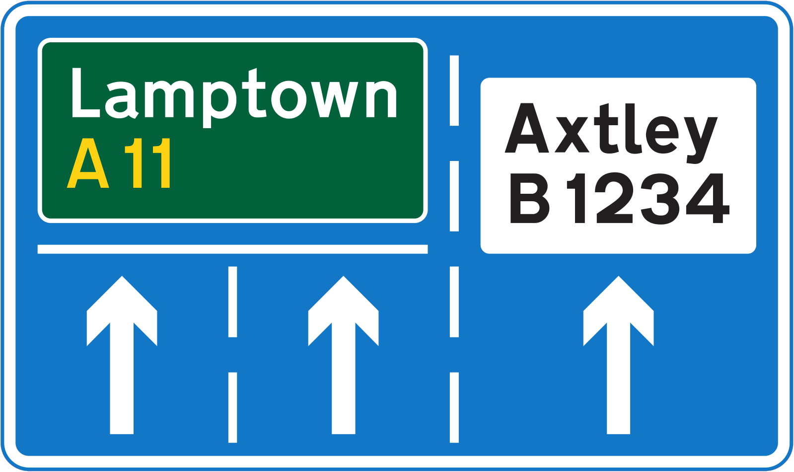 Appropriate lanes to use on the approach to the junction sign - UK Road ...