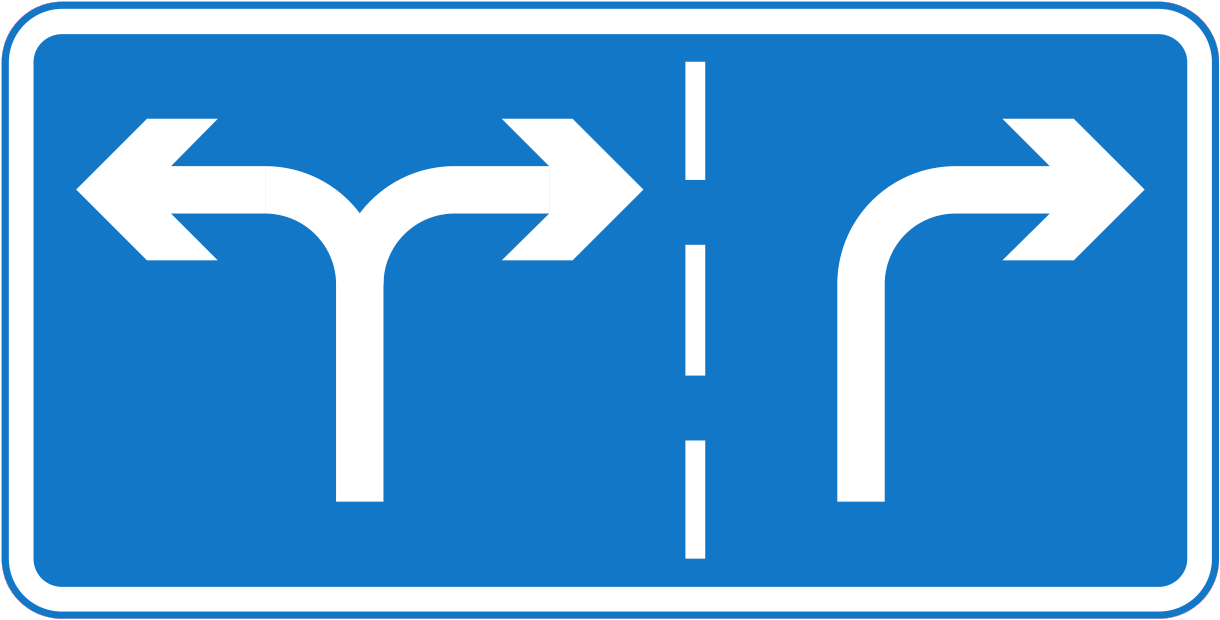 Appropriate lanes for turning movements at junction ahead sign - UK ...