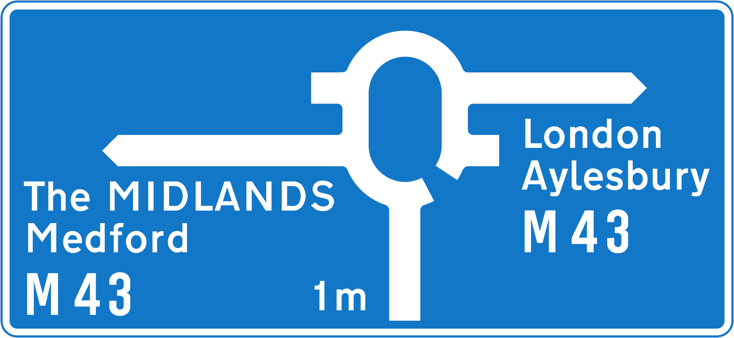 Motorway ends at a junction with another motorway sign - UK Road Sign