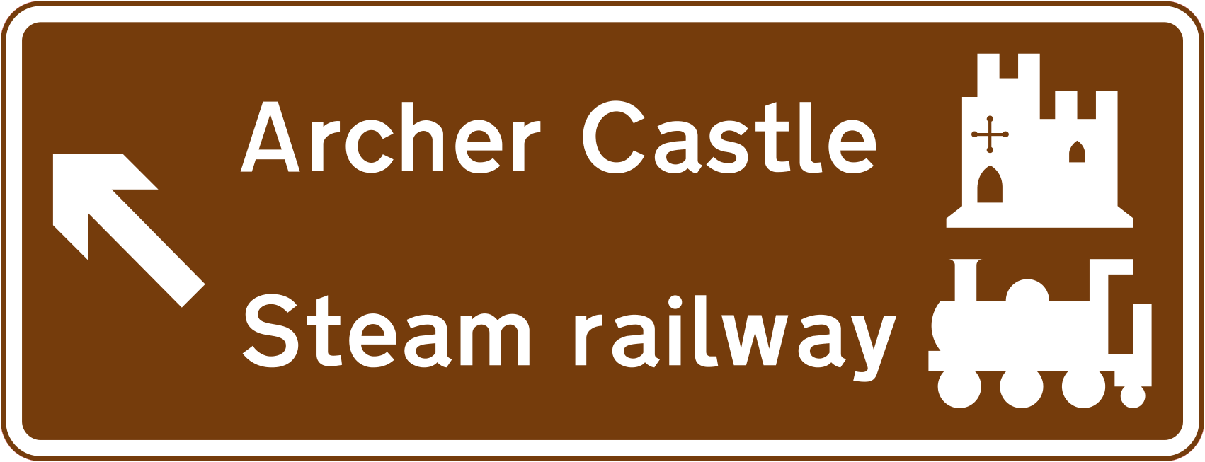 Indicates multiple tourist destinations sign - UK Road Sign