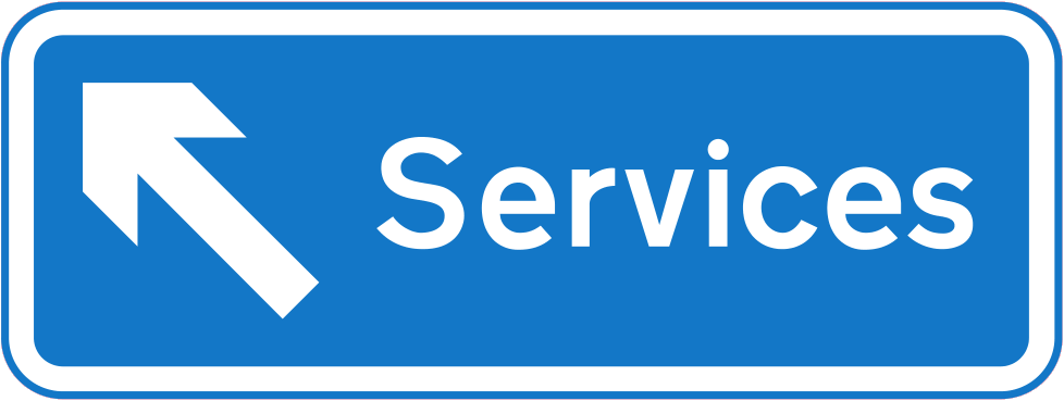 Direction to a motorway service area located on an all-purpose road ...