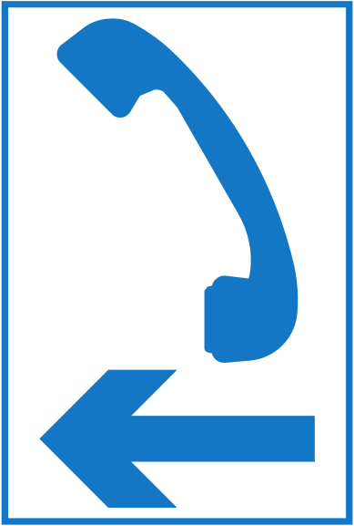 Shows the direction to the nearest emergency telephone sign - UK Road Sign