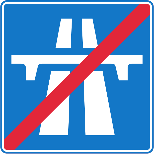End of the motorway sign - UK Road Sign