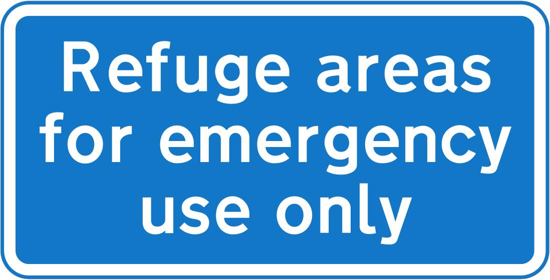 Emergency refuge areas ahead sign - UK Road Sign