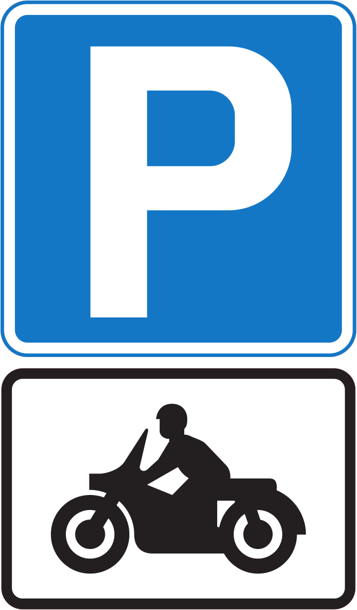 Free on-street parking for solo motorcycles sign - UK Road Sign