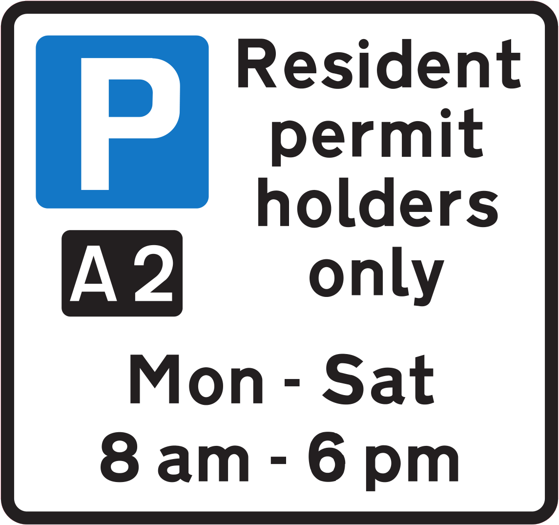 Parking for holders of permit "A2" only sign - UK Road Sign