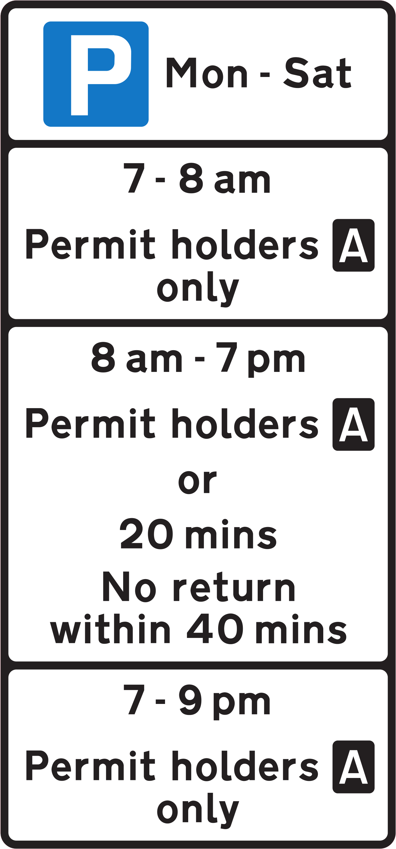 Parking for permit holders and other vehicles (with restrictions) sign ...