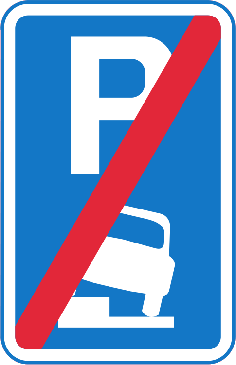 End of verge or footway parking sign - UK Road Sign