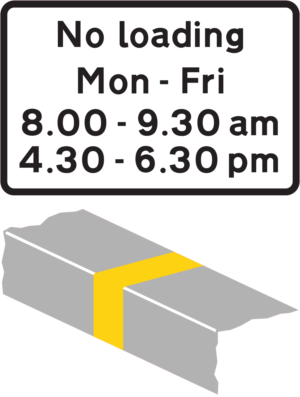 Loading prohibited between times shown sign - UK Road Sign