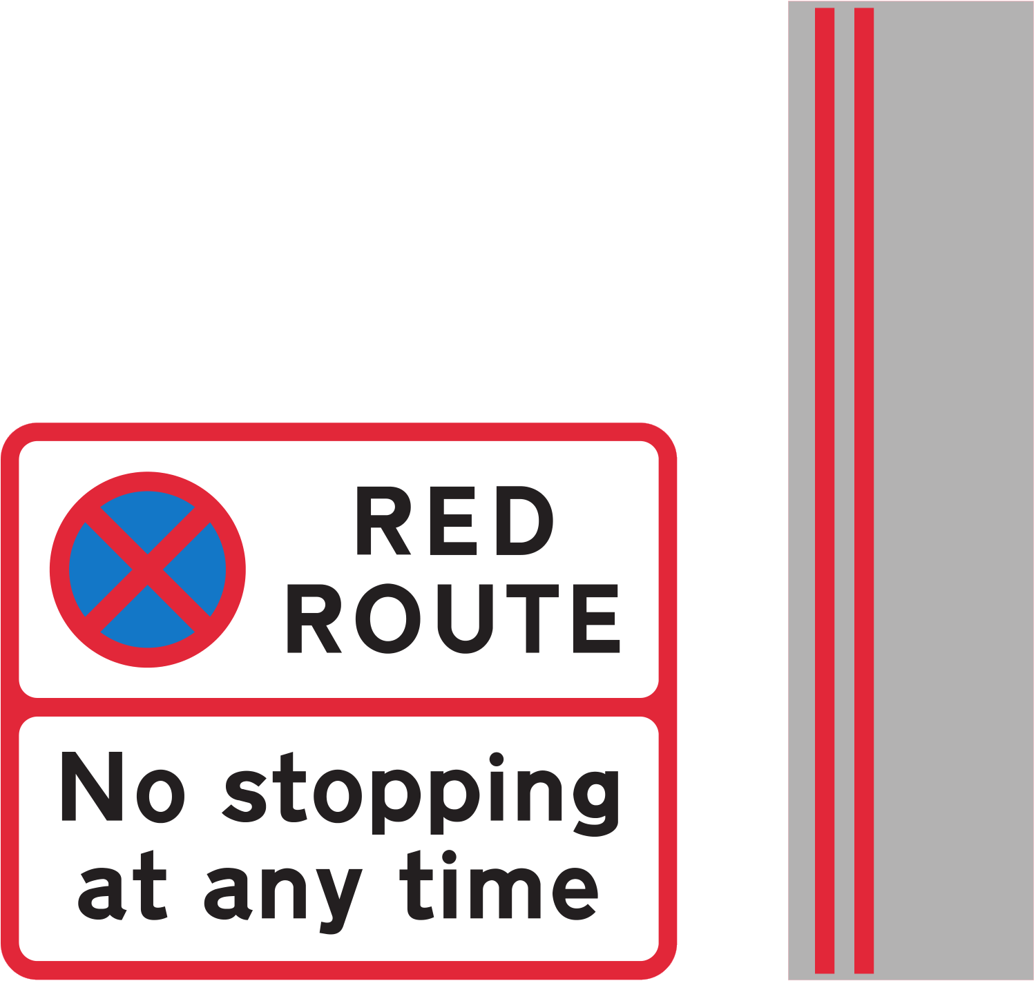 No stopping at any time sign - UK Road Sign