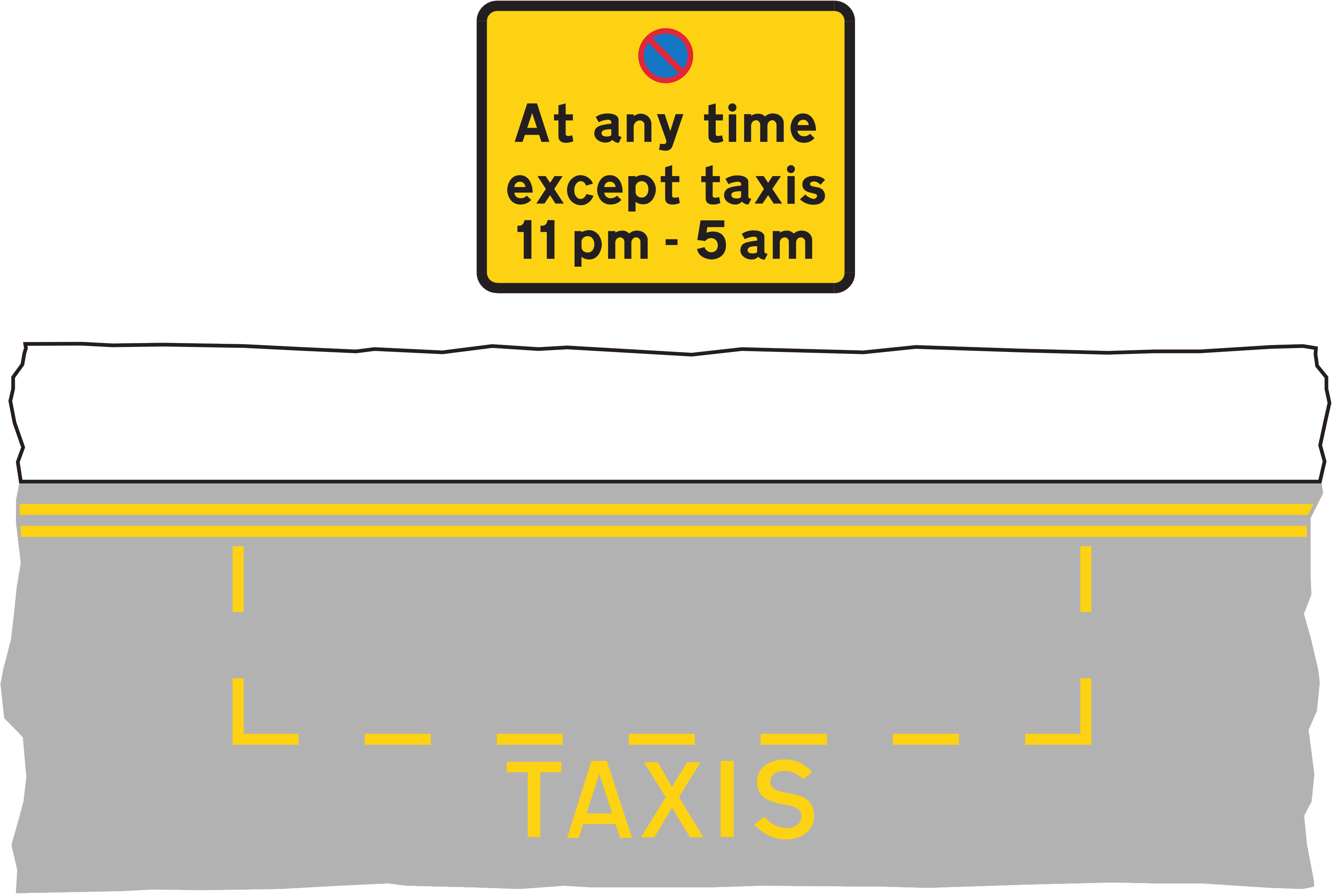 No waiting in taxi rank at all times sign - UK Road Sign