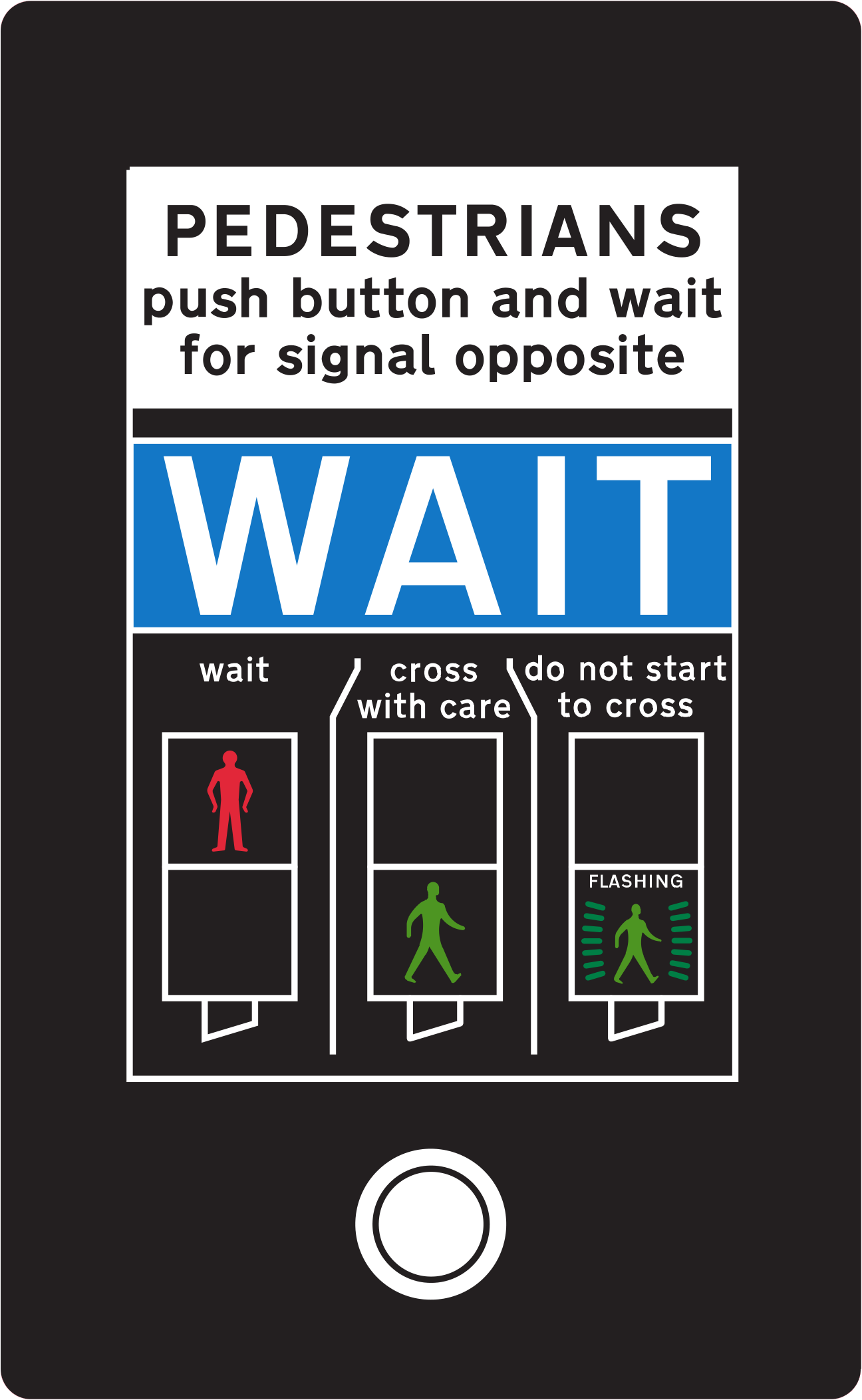 Push-button unit for Pelican crossing sign - UK Road Sign