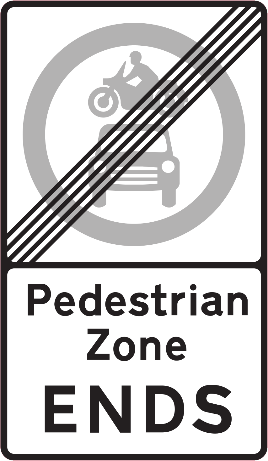 End of pedestrian zone where motor vehicles were prohibited sign - UK ...