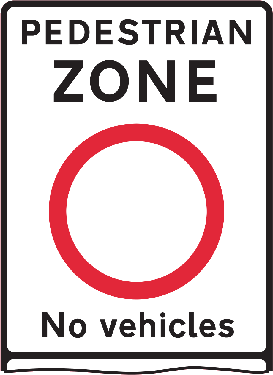 Pedestrian zone where all vehicles are prohibited sign - UK Road Sign
