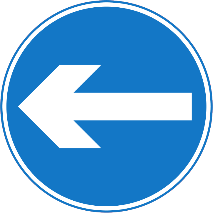 Proceed in direction indicated by the arrow sign - UK Road Sign