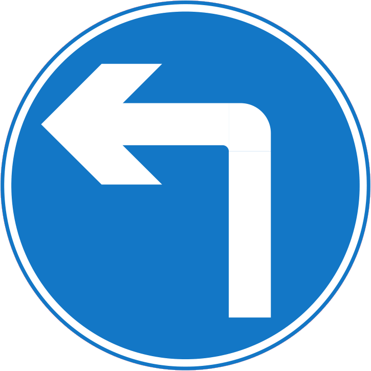 Turn left ahead sign - UK Road Sign