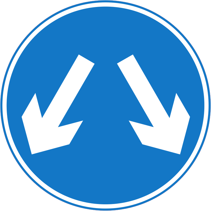Vehicles may pass either side to reach the same destination sign - UK ...