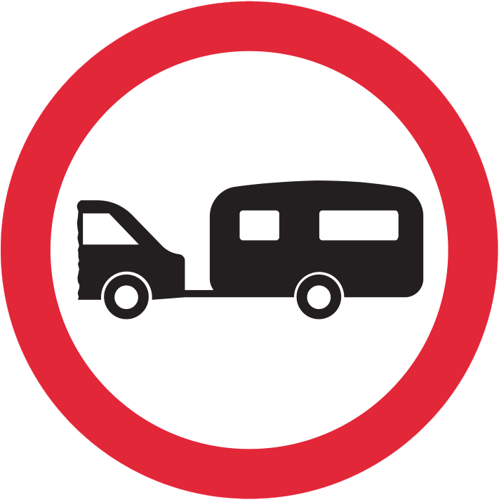 No towed caravans sign - UK Road Sign
